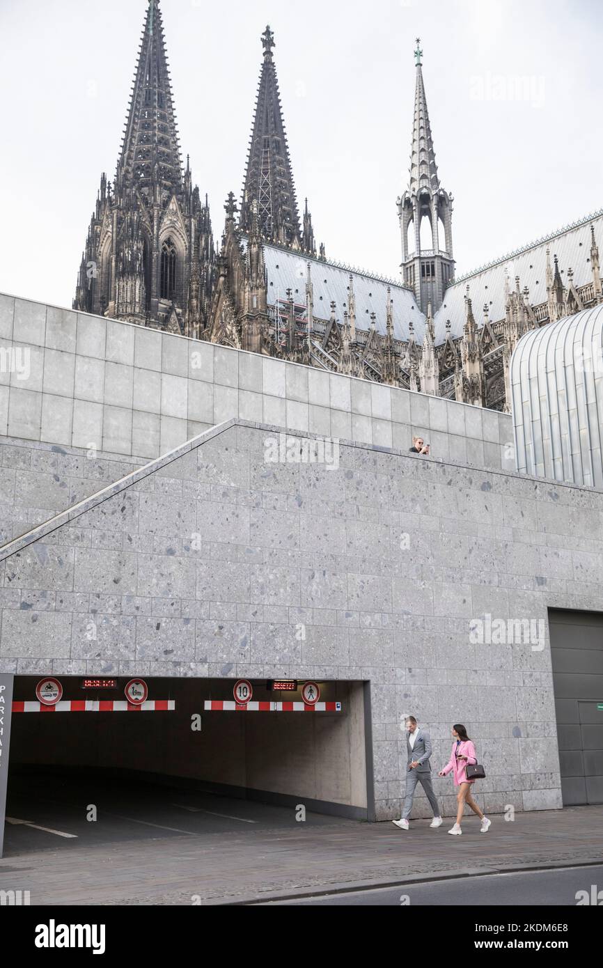 car park entrance at Kurt-Hackenberg-Platz, cathedral, Cologne, Germany ...
