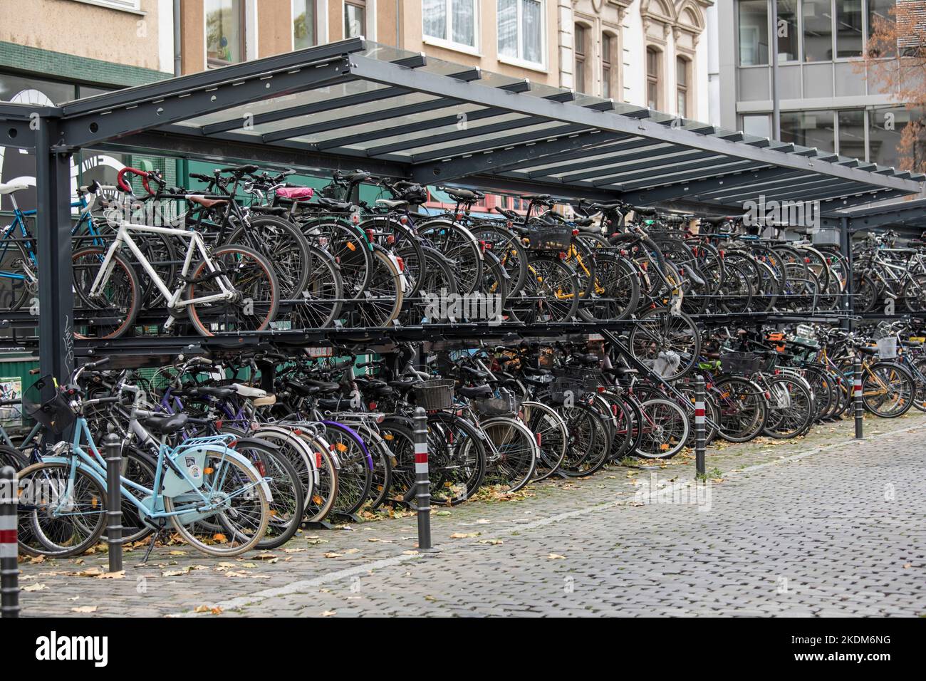 double-storey bicycle parking facility in front of Koeln-Sued station ...