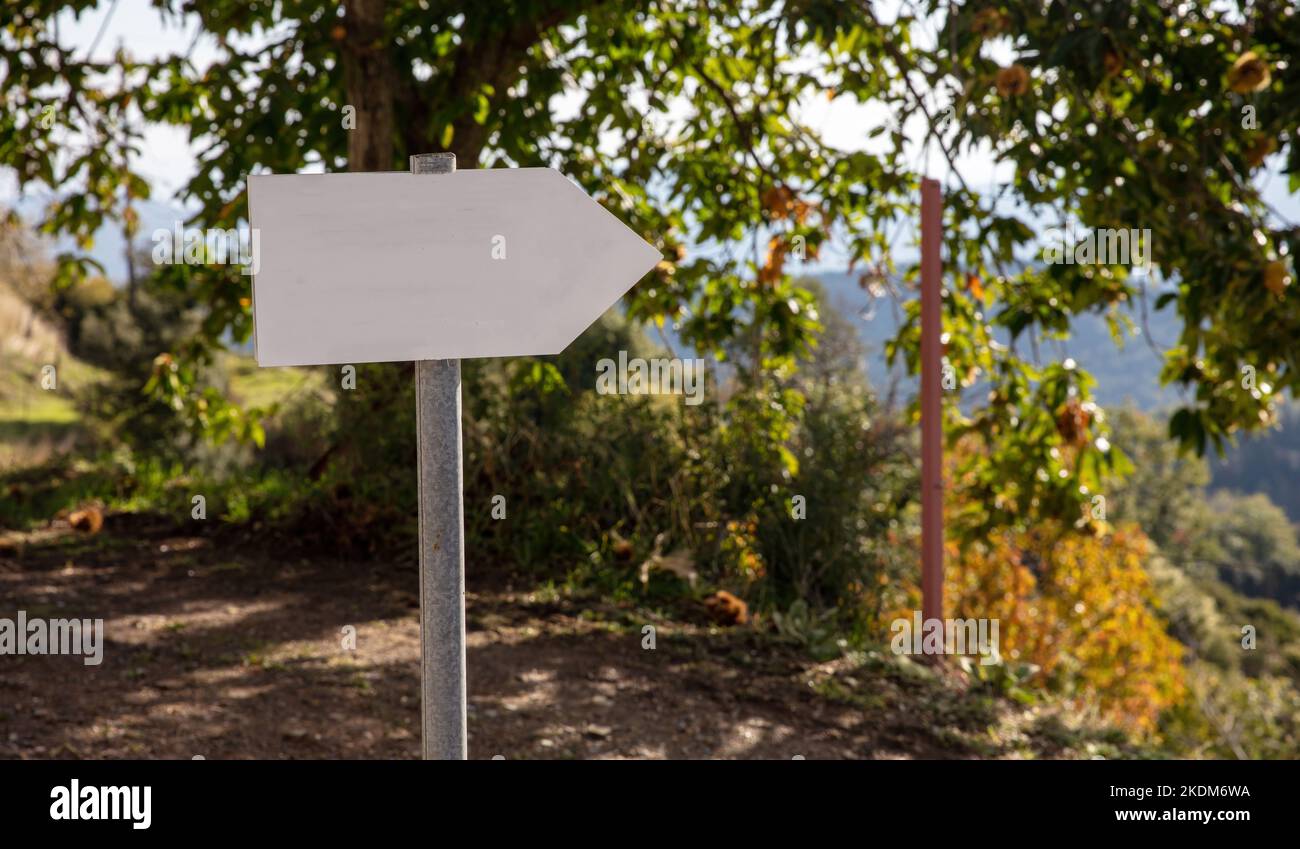 Footpath Signpost template, Direction to path sign. Empty white metal ...