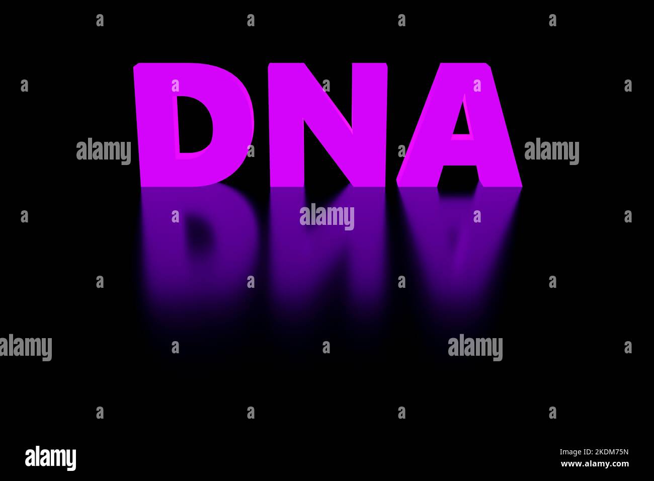 3d render Glass purple DNA symbol on black background. Simple ...