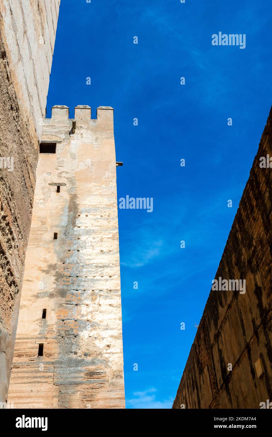 Fortification and towers of the ancient Alhambra in Grenada, Spain ...