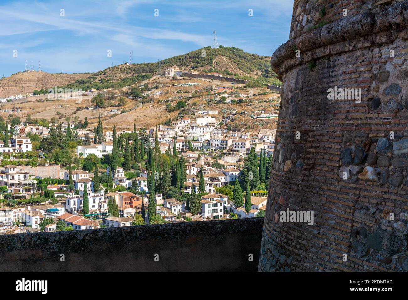 Fortification and towers of the ancient Alhambra in Grenada, Spain ...