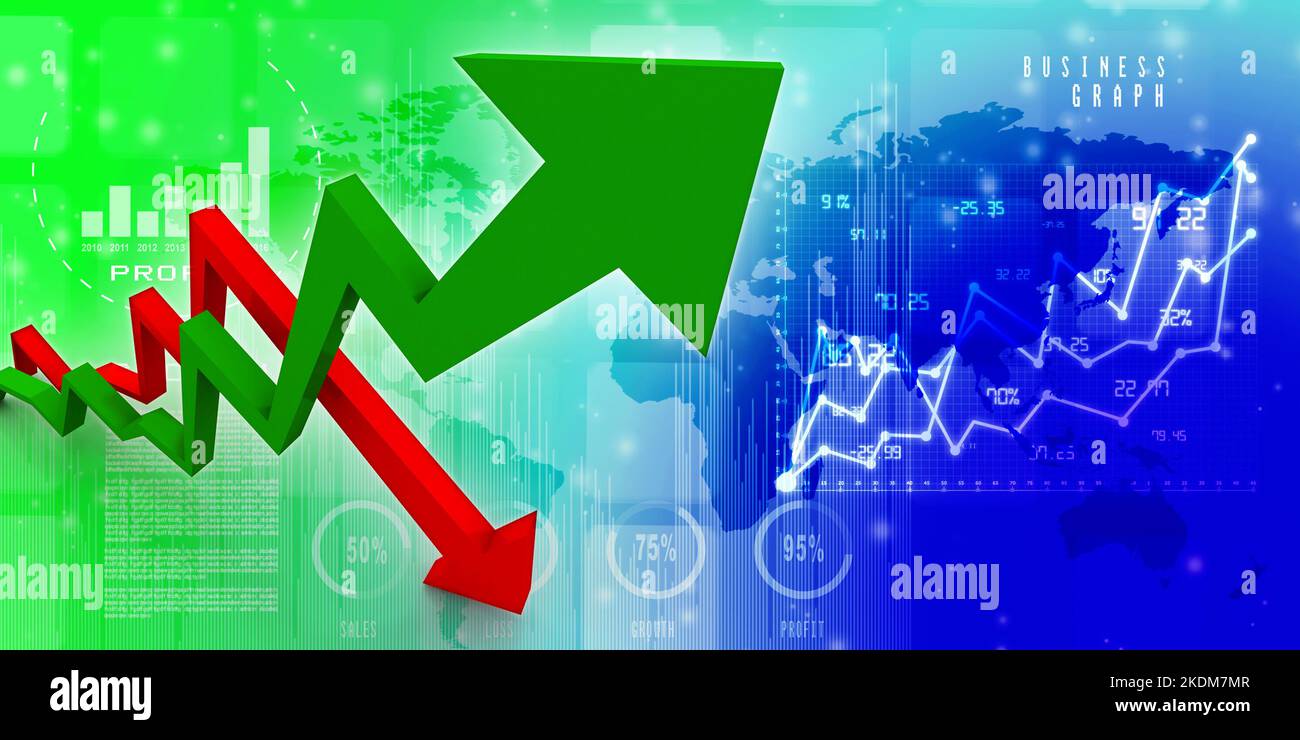3d rendering Stock market online business concept. business Graph Stock ...