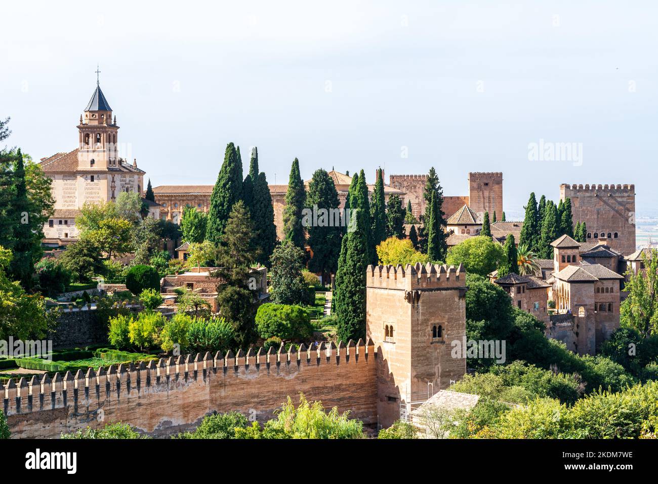 Fortification and towers of the ancient Alhambra in Grenada, Spain ...