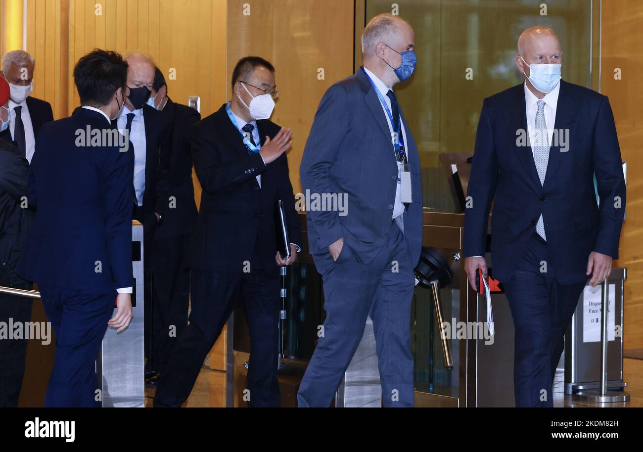 (From right) David Solomon, chief executive officer of Goldman Sachs ...