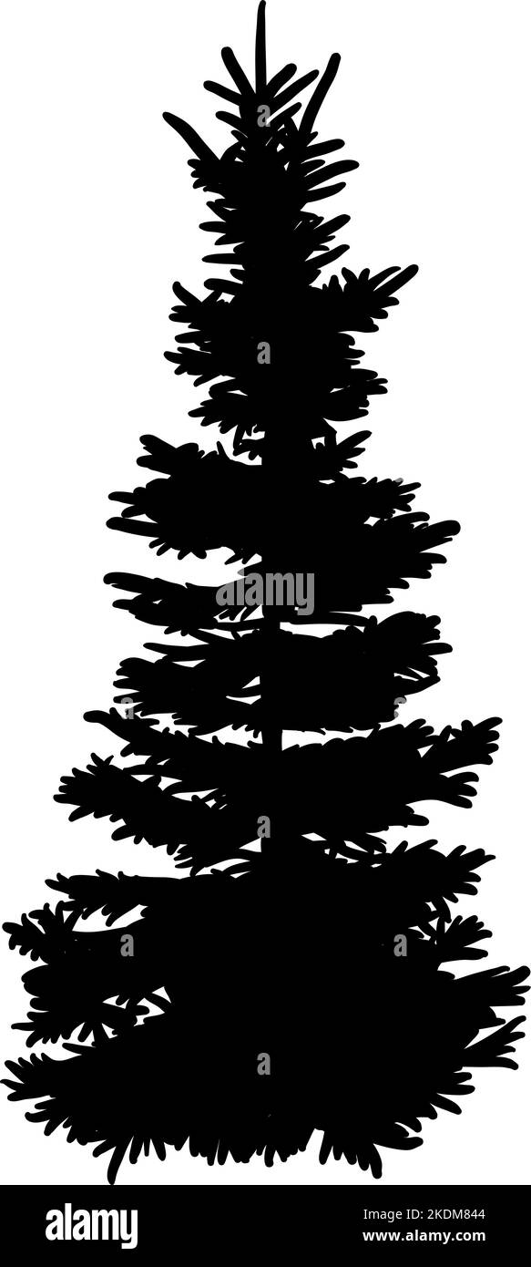 Silhouette of fir tree. Detailed silhouette for making different ...
