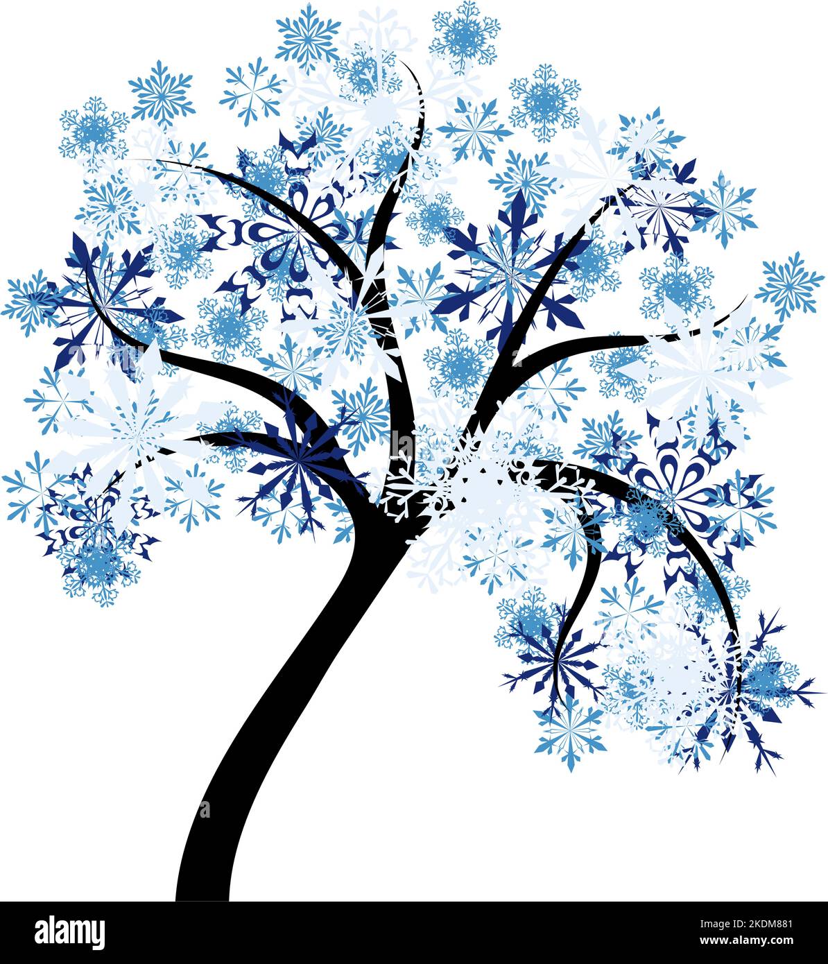 Winter frozen tree with snowflakes leaves. Suitable for making ...