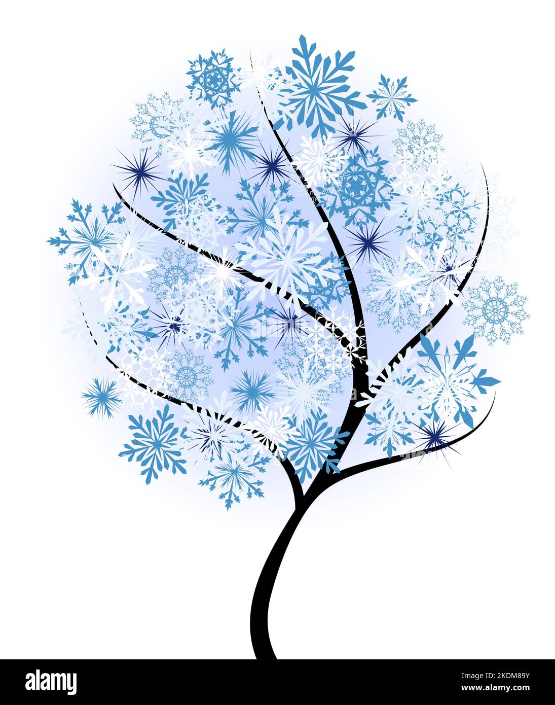 Winter frozen tree with snowflakes leaves. Suitable for making ...