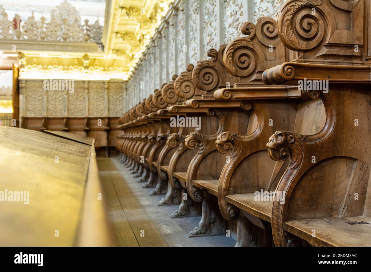 Choir stalls in a former abbey Stock Photo - Alamy