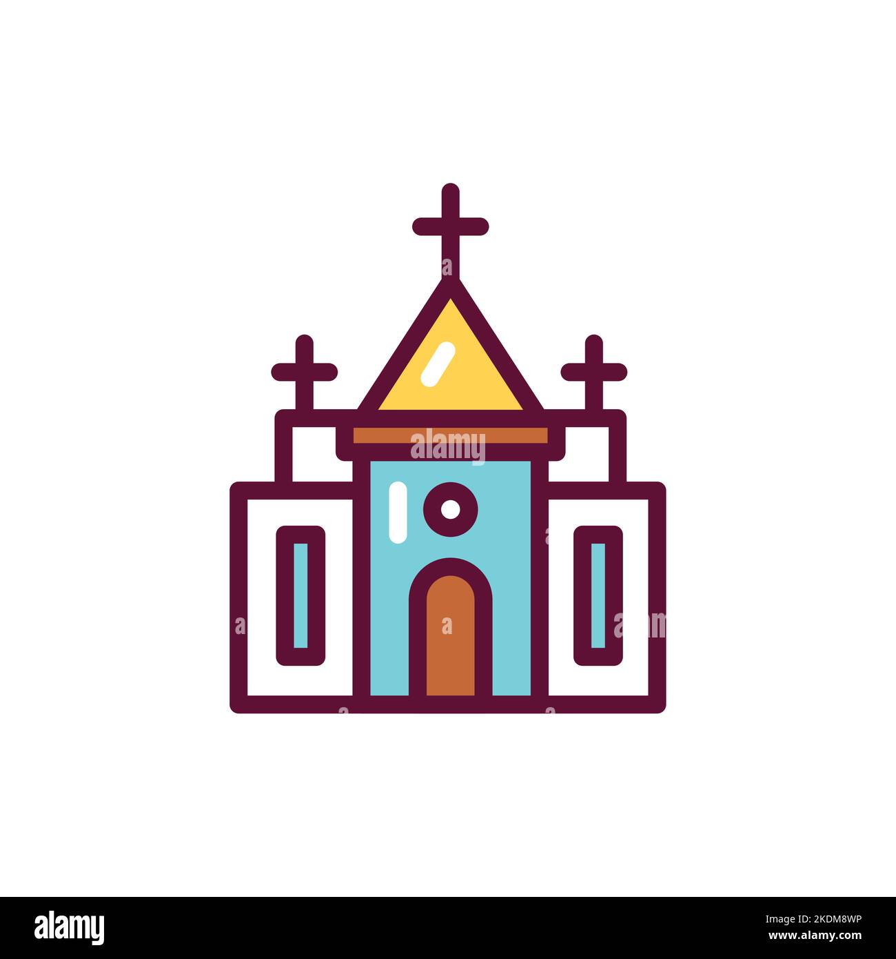 Building church color line icon. Isolated vector element Stock Vector ...