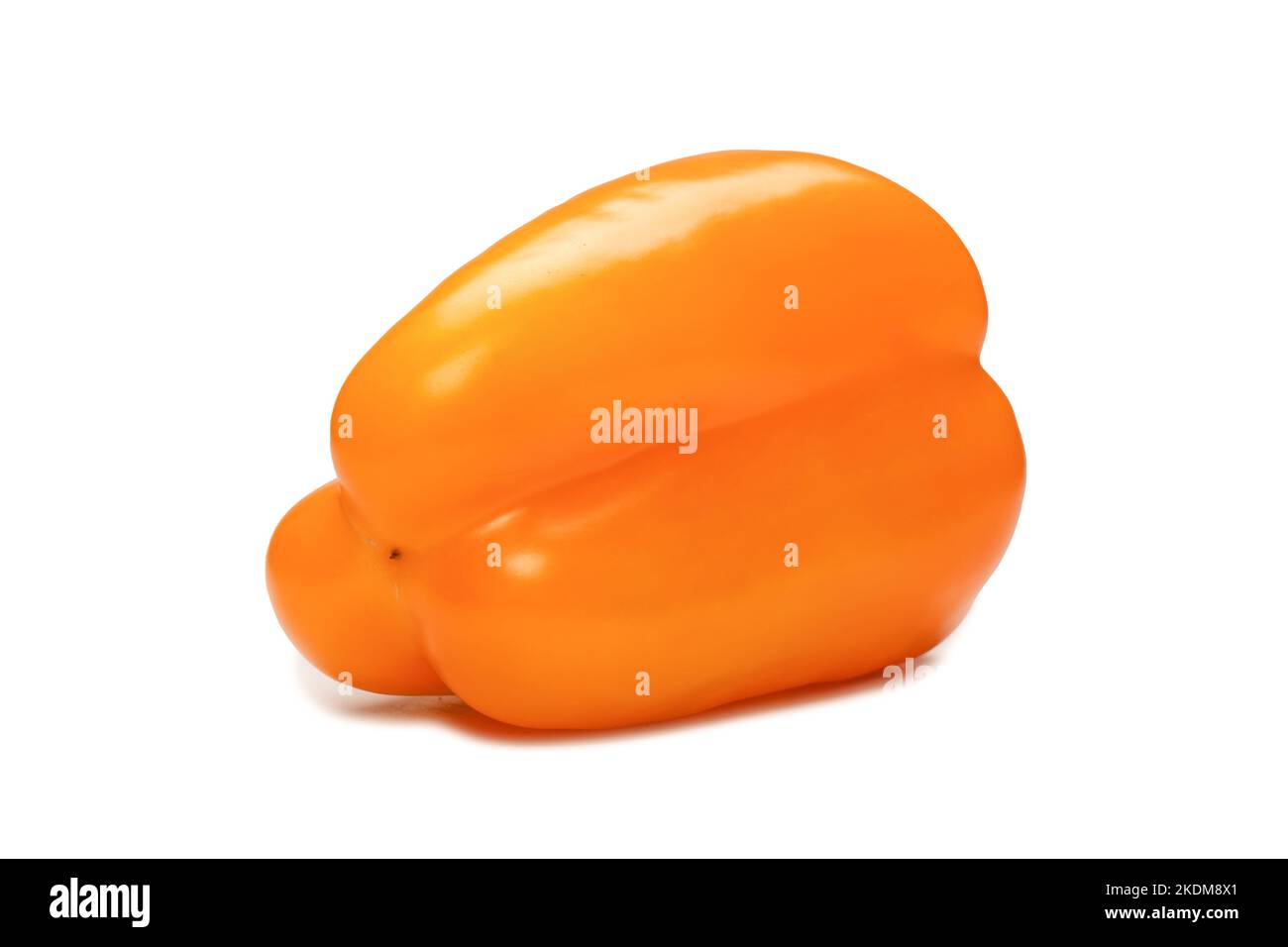 Orange bell pepper isolated on a white background. Top view. Copy space ...