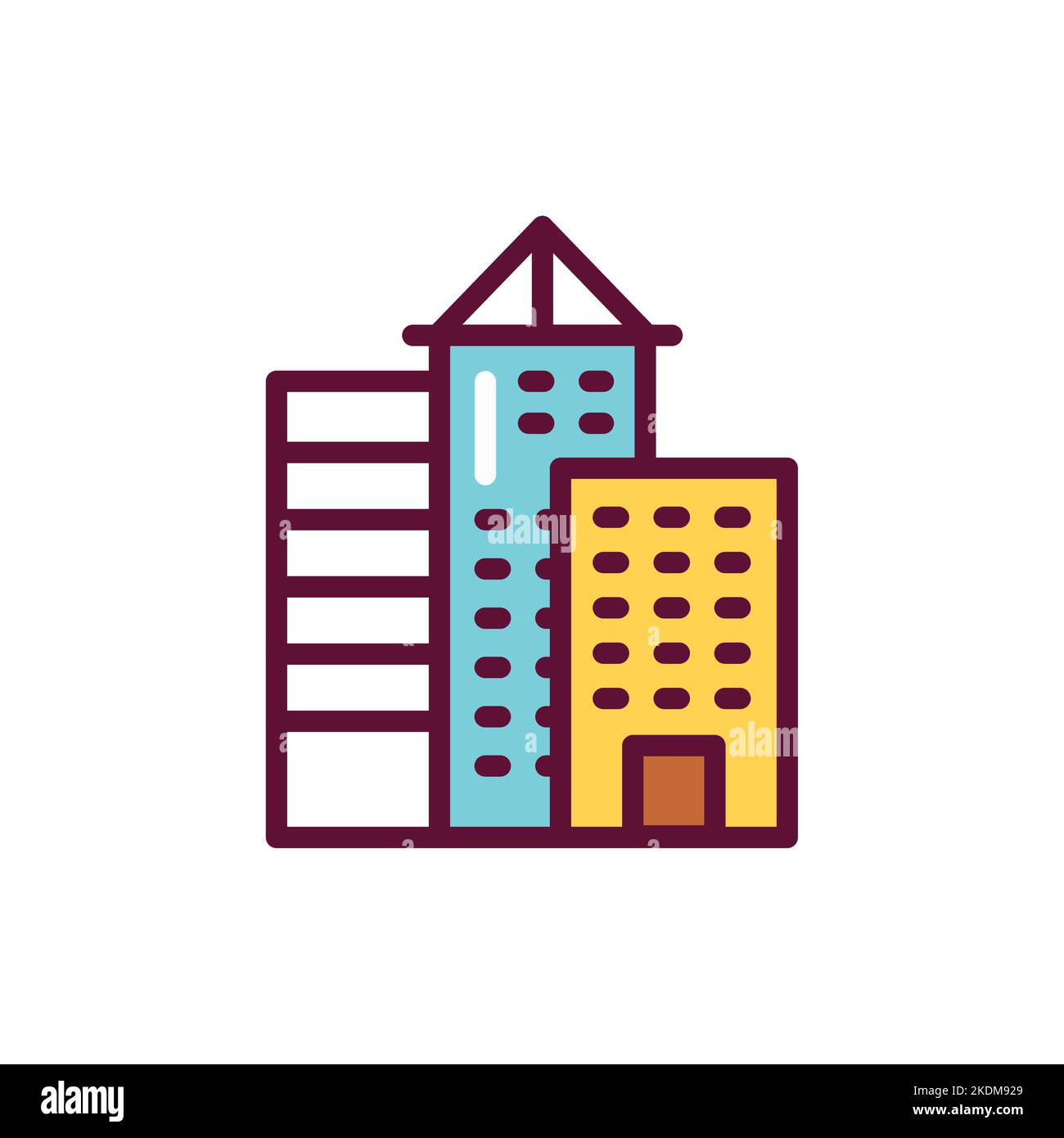 Skyscraper building color line icon. Isolated vector element Stock ...