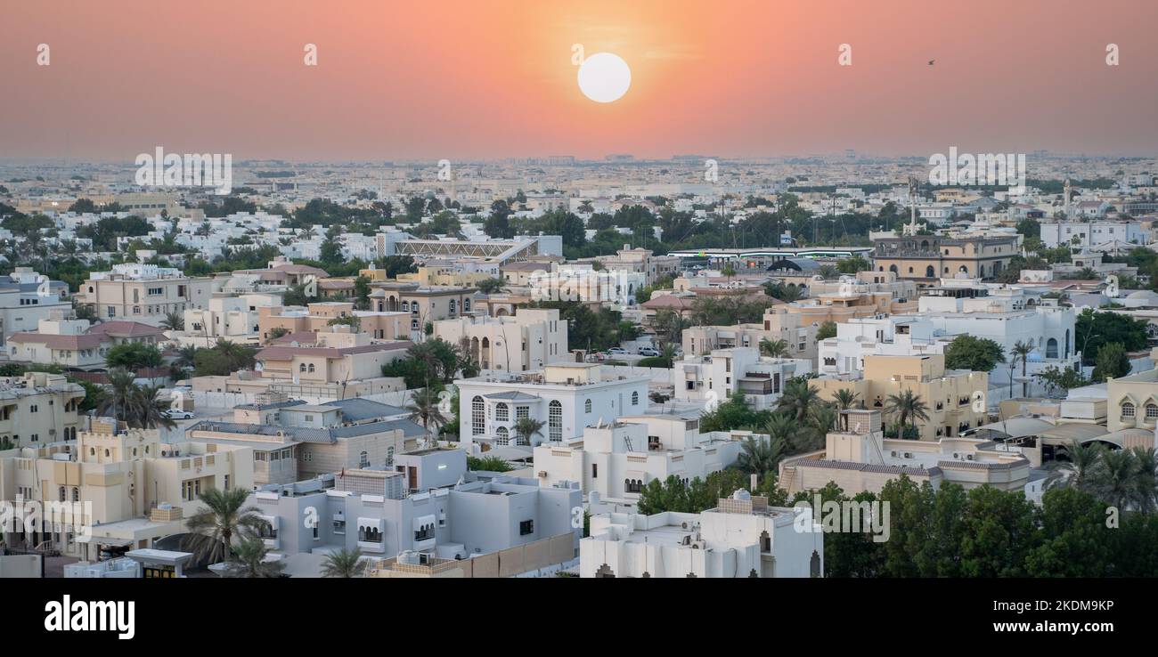 Doha city bird view during the daytime, onaiza residential area with ...