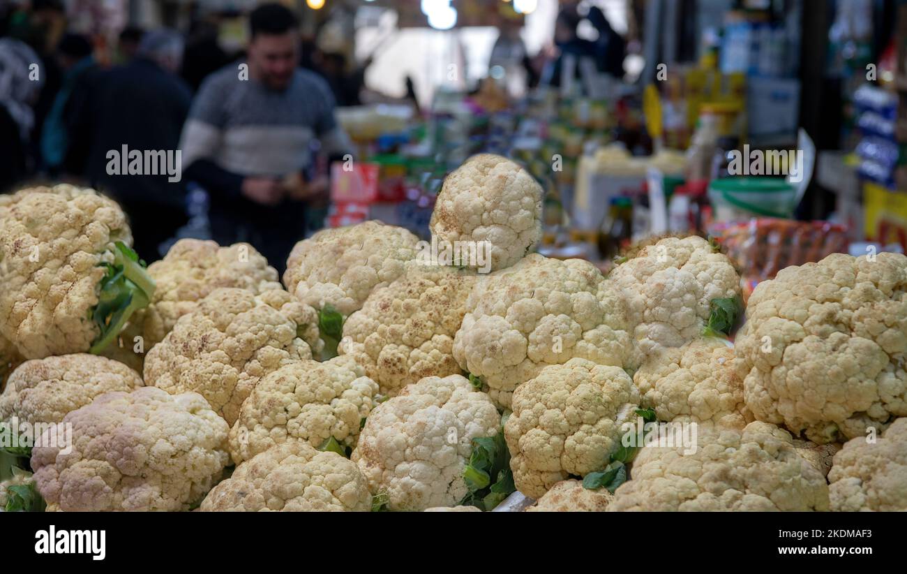 Cauliflowers fruit and vegetables souq Amman Jordan Stock Photo - Alamy