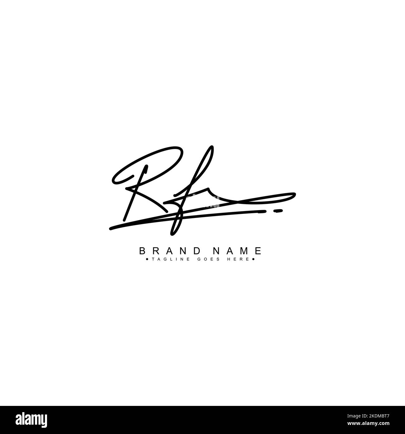 Initial Letter RF Vector Logo Template in handwritten Signature Style ...