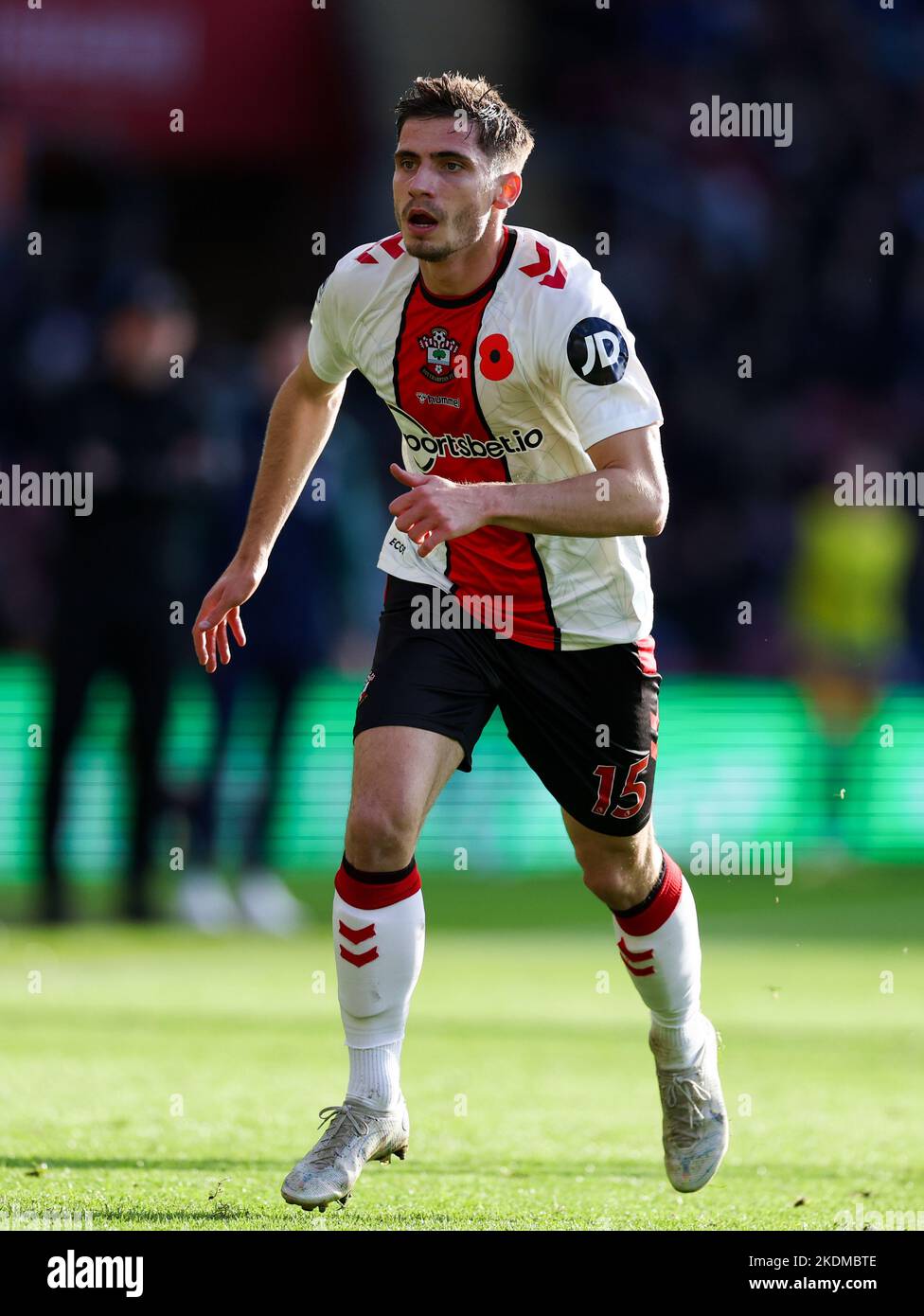 Southampton's Romain Perraud in action during the Premier League match ...