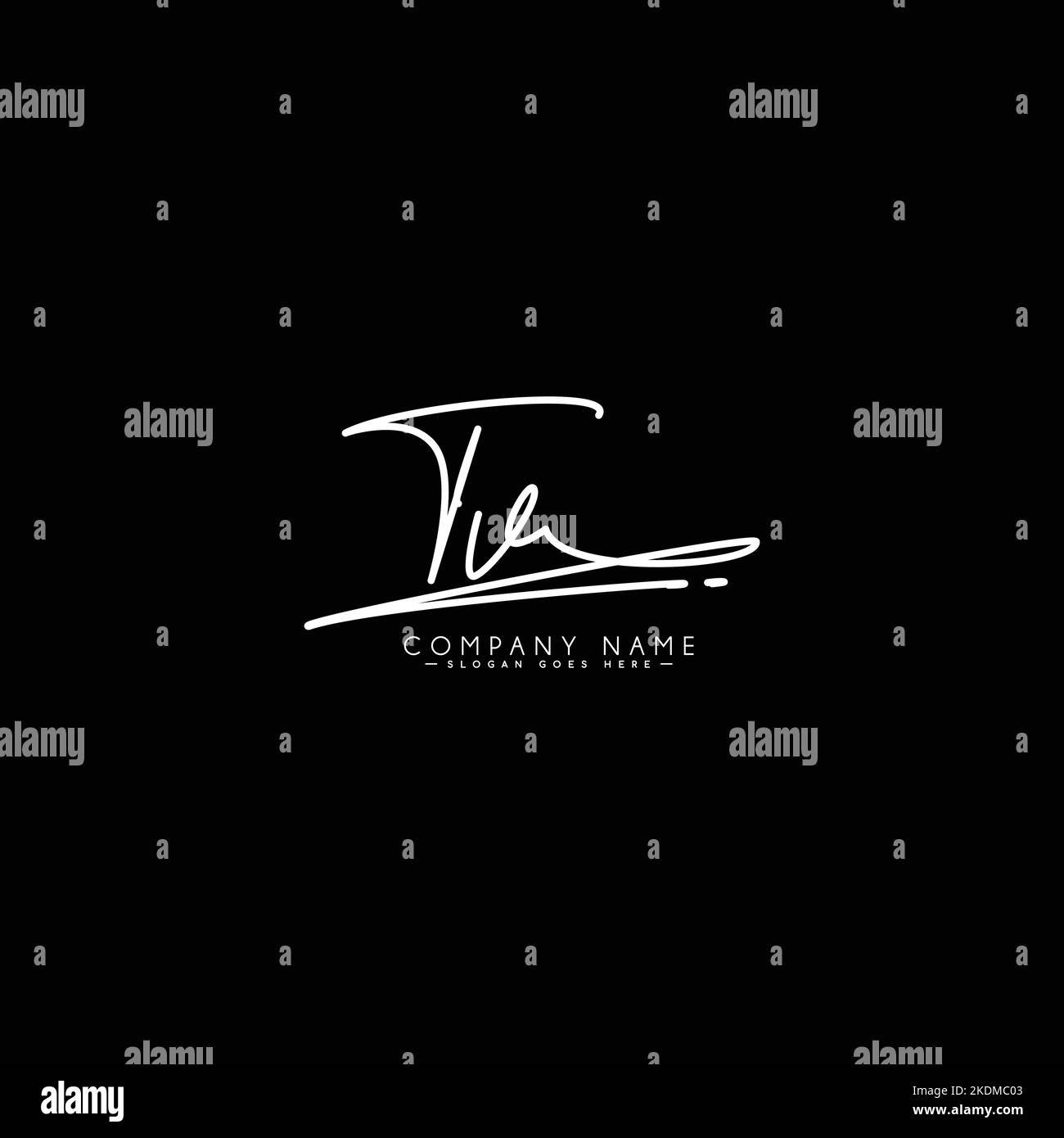 Handwritten Signature logo for Initial Letter TV - Vector Logo Template ...