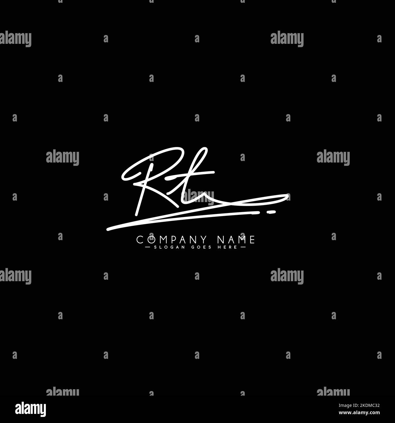 Initial Letter RT Vector Logo Template in handwritten Signature Style ...