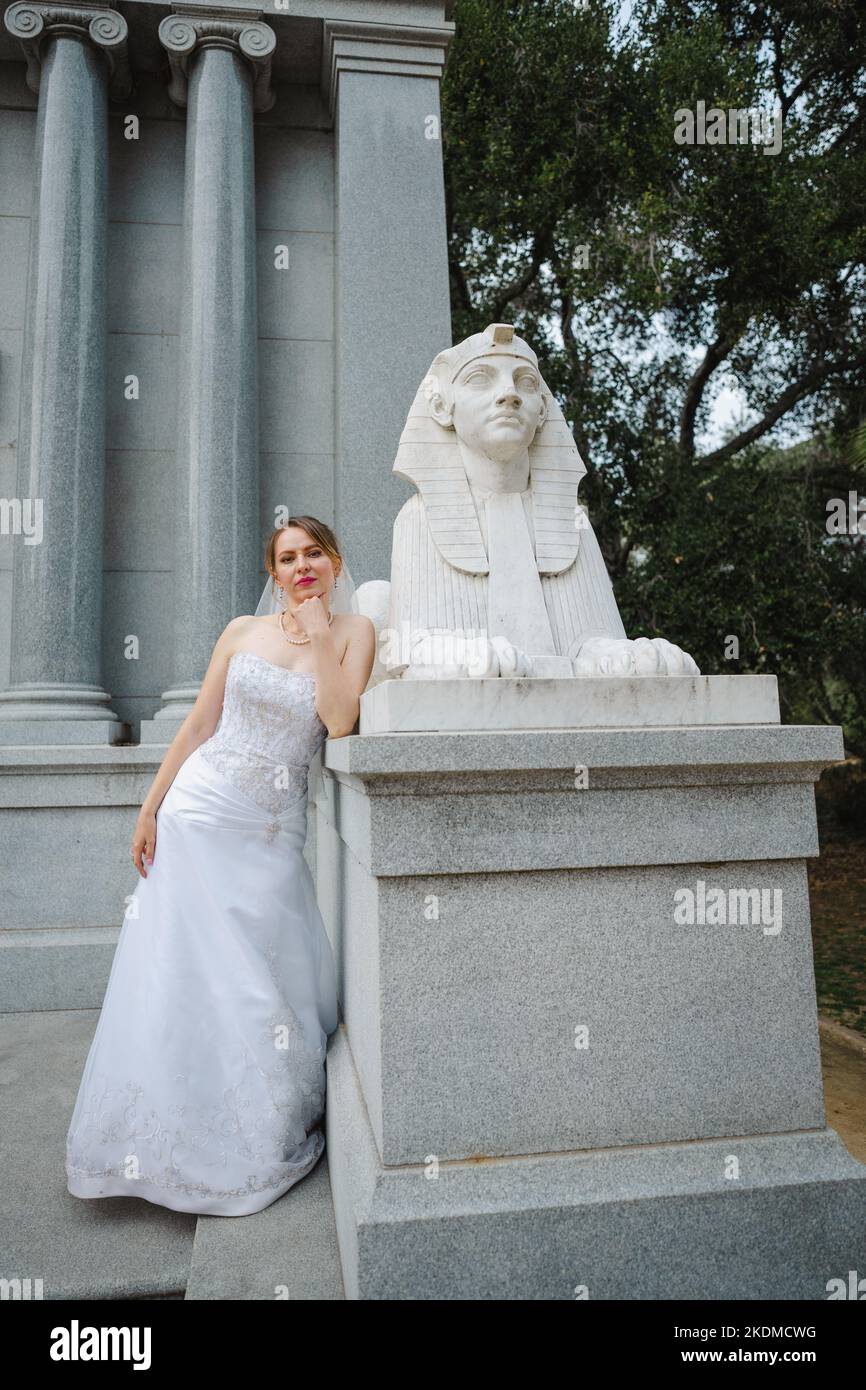 Bride with Attitude Standing in Front of a Granite Building Stock Photo ...