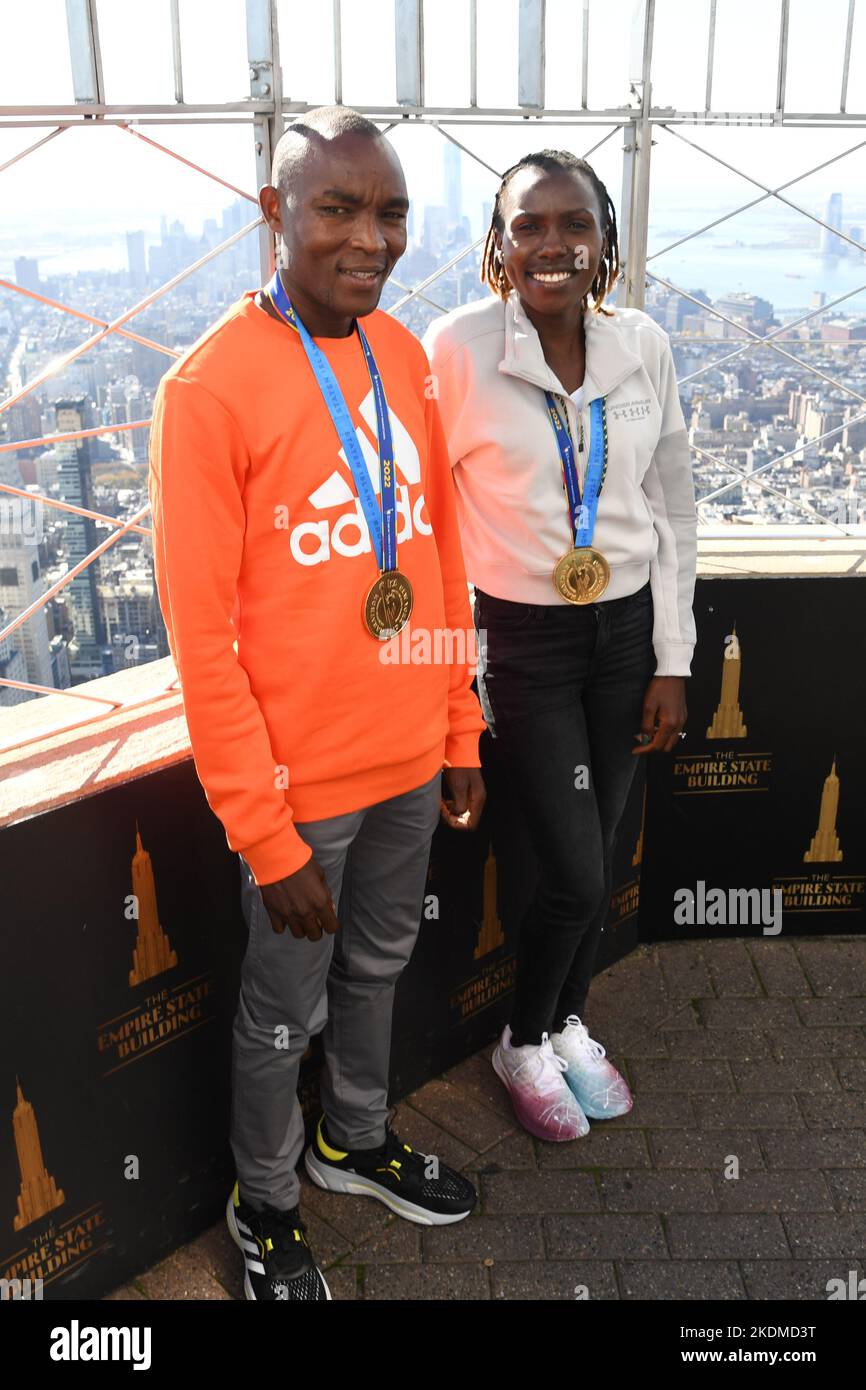 New York, NY, on November 7, 2022. Evans Chebet and Sharon Lokedi ...
