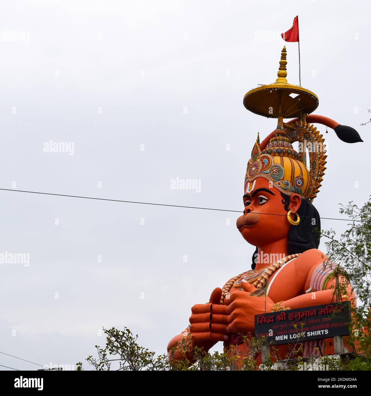 Big statue of Lord Hanuman near the delhi metro bridge situated near ...