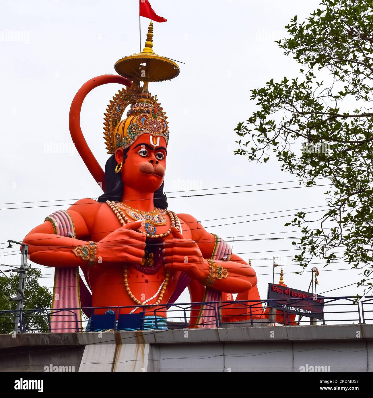 Big statue of Lord Hanuman near the delhi metro bridge situated near ...