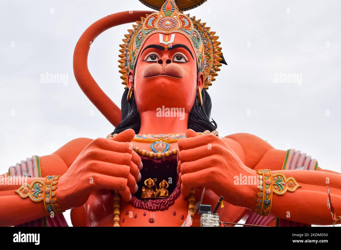 Big statue of Lord Hanuman near the delhi metro bridge situated near ...