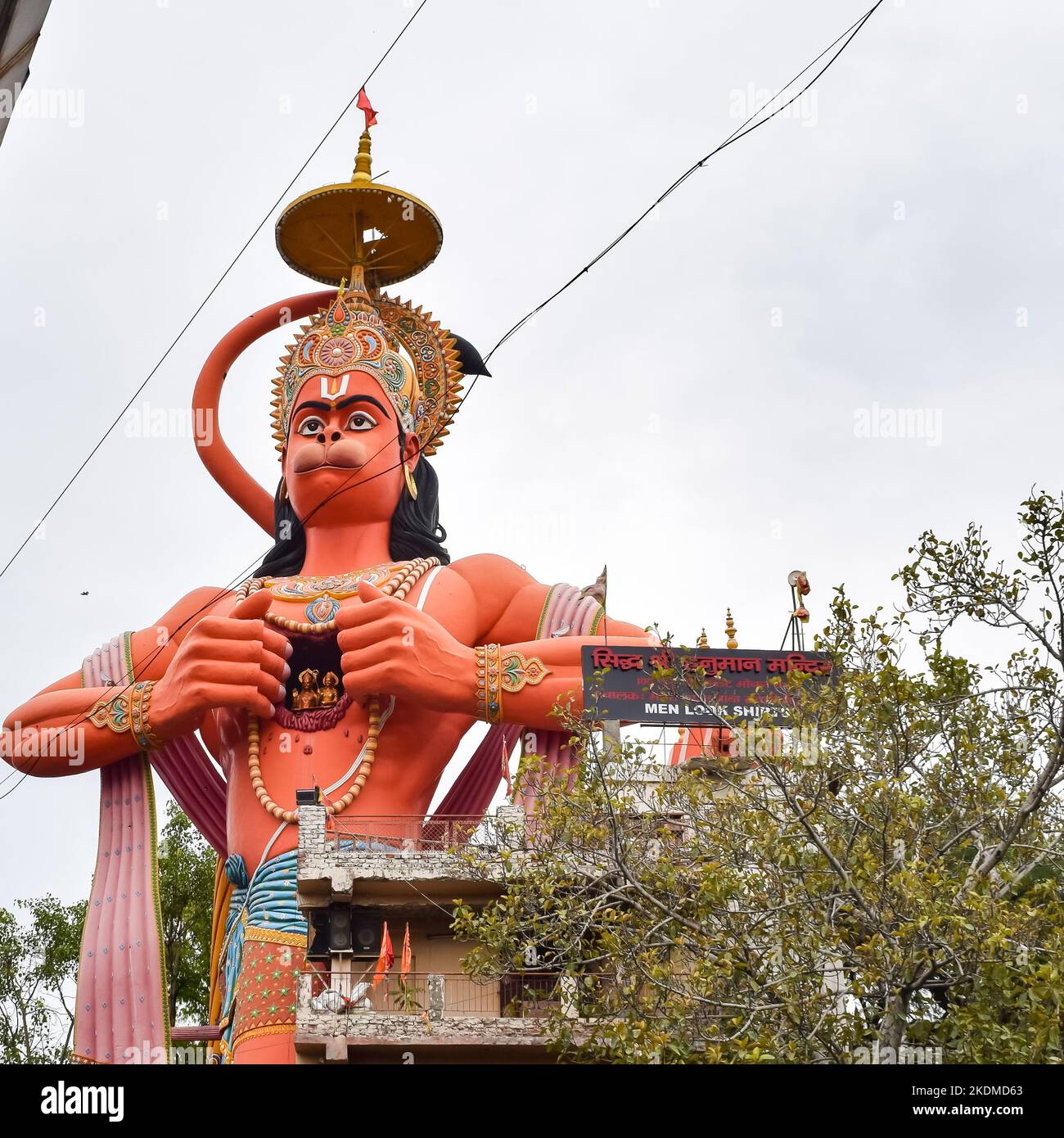 Big statue of Lord Hanuman near the delhi metro bridge situated near ...