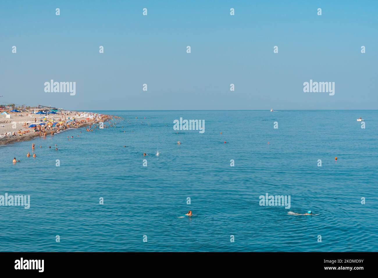 Batumi, Georgia - 30 August, 2022: People relax on the beach in Batumi ...