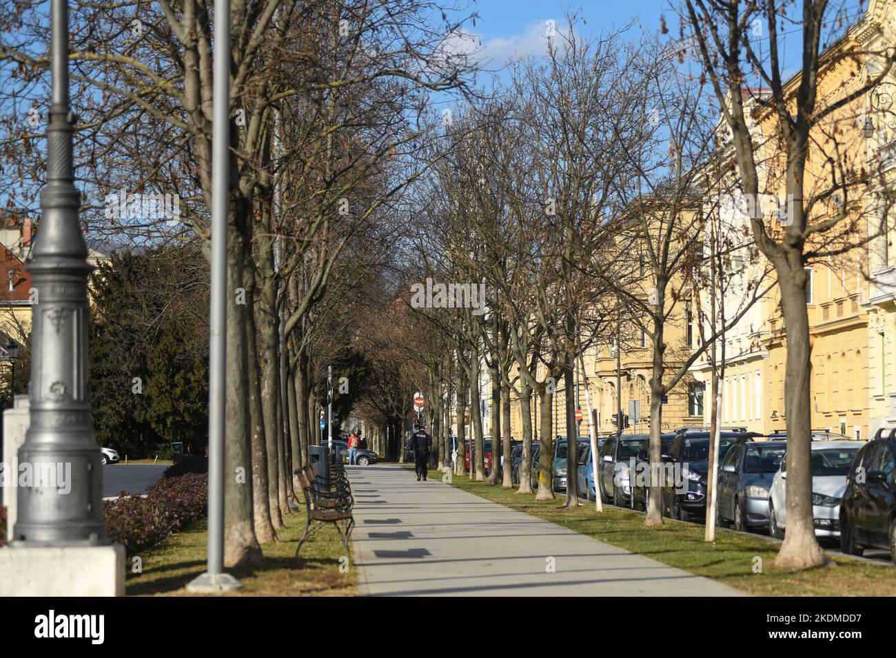 King Tomislav Square (Trg Kralja Tomislava) during winter. Zagreb ...