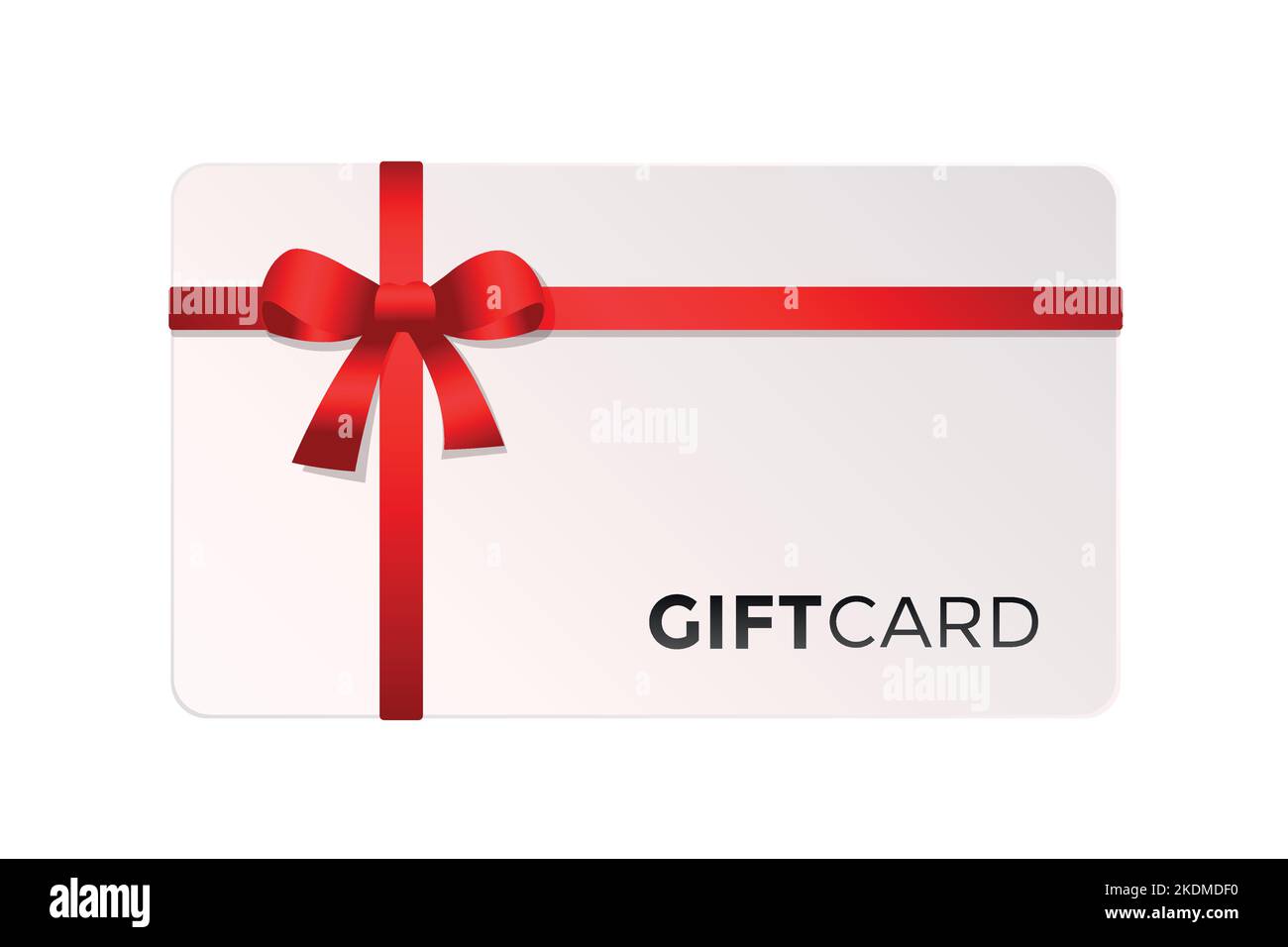 white gift card voucher with red bow isolated on white Stock Vector ...