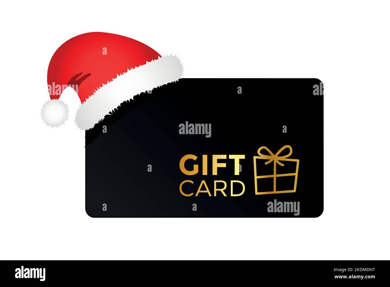 black christmas gift card voucher with red santa hat Stock Vector Image ...