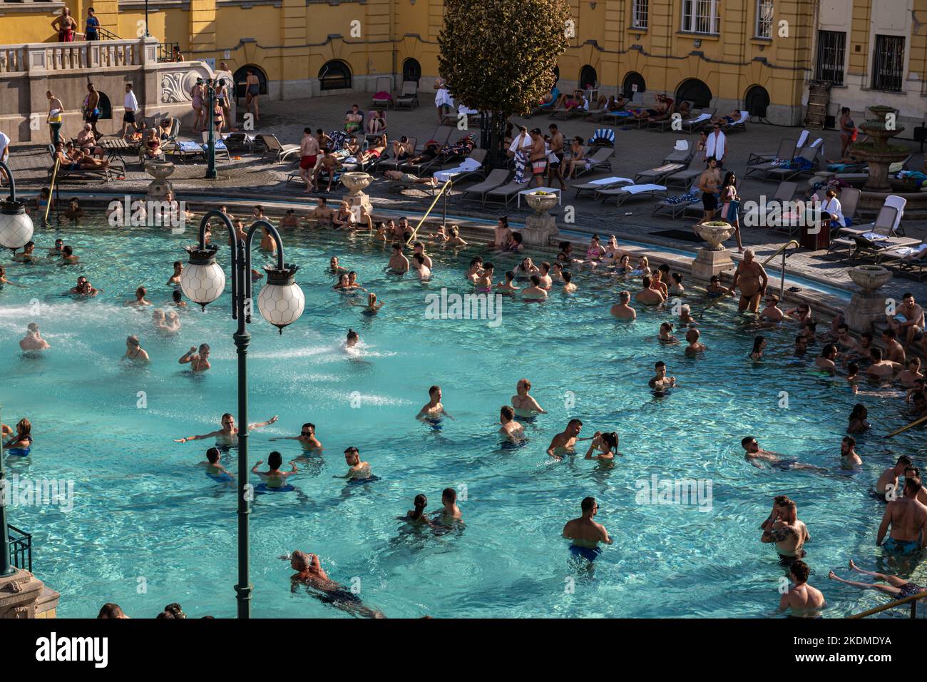 Budapest, Hungary - 3 September 2022: Courtyard of Szechenyi Baths, a ...