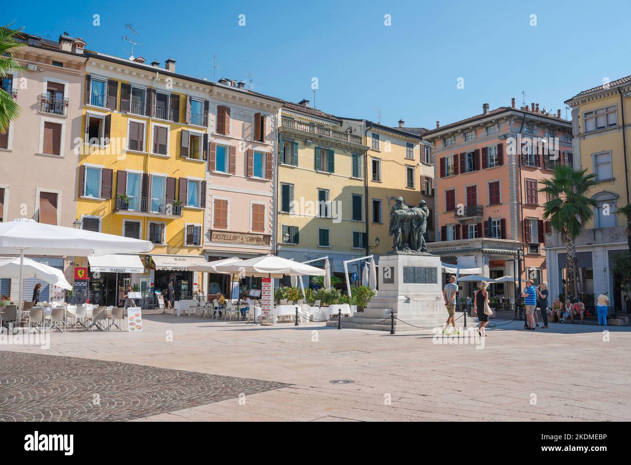 Salo Lake Garda, view in summer of people walking in the Piazza della ...