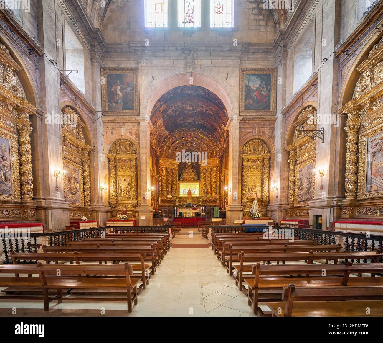 Altar and Aisle of Queen St. Isabel Church at Monastery of Santa Clara ...