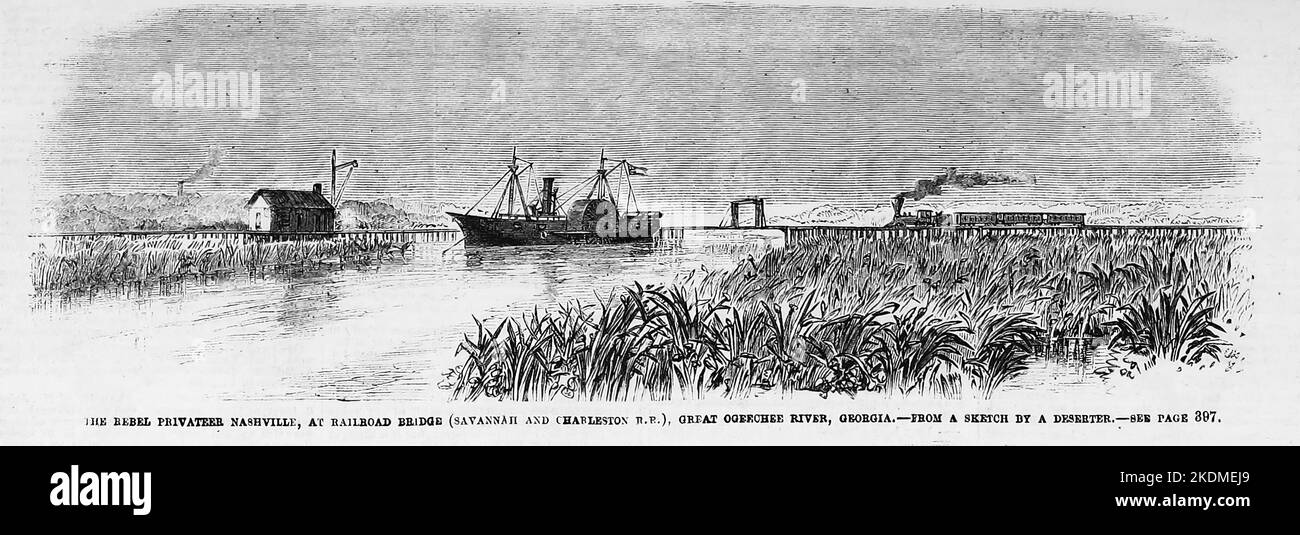 The Rebel privateer Nashville, at railroad bridge (Savannah and ...