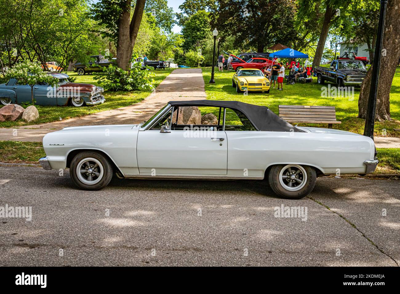 Des Moines, IA - July 02, 2022: High perspective side view of a 1964 ...