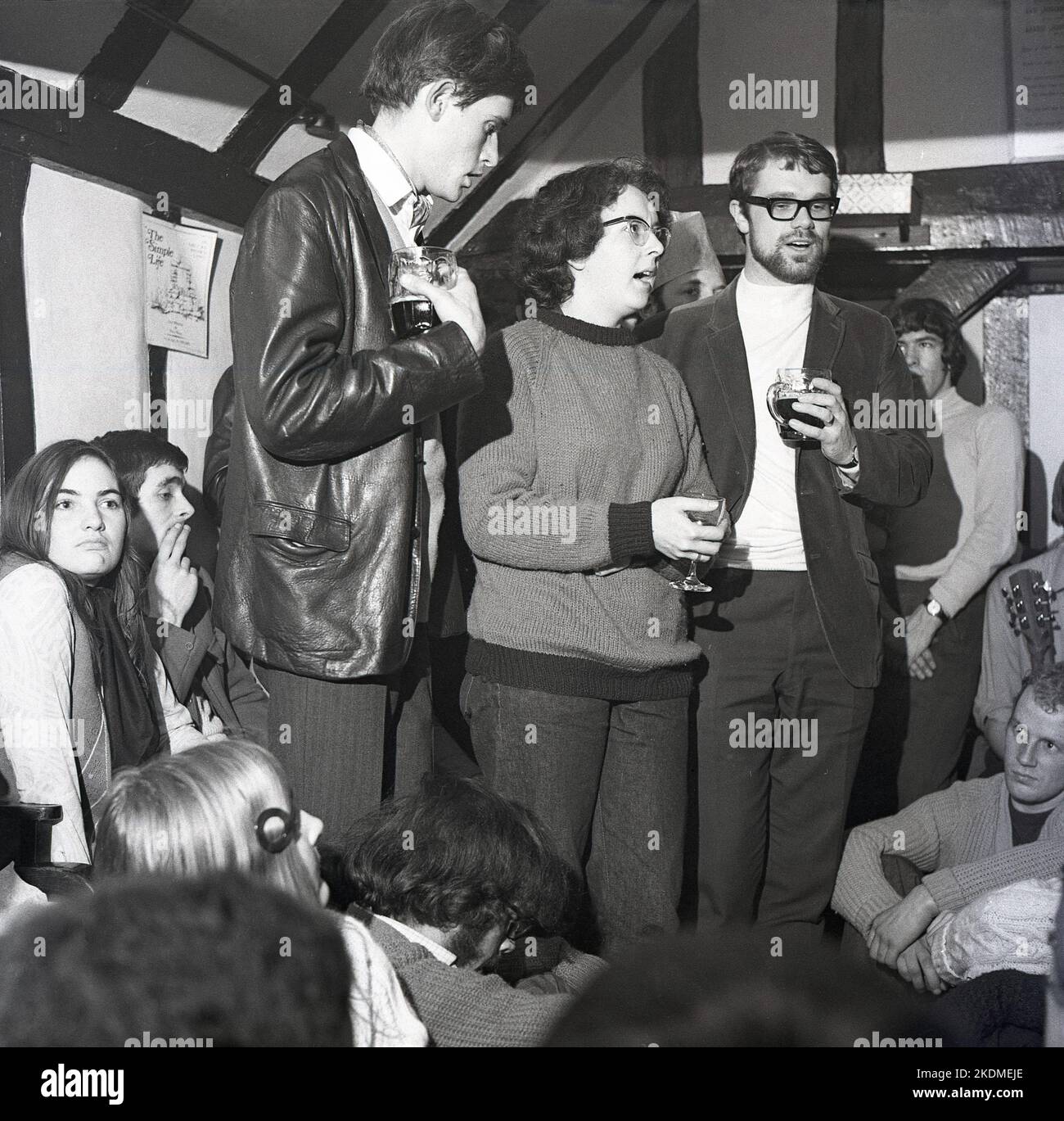 1960s, historical, folk music, open mike night at a country pub, there ...