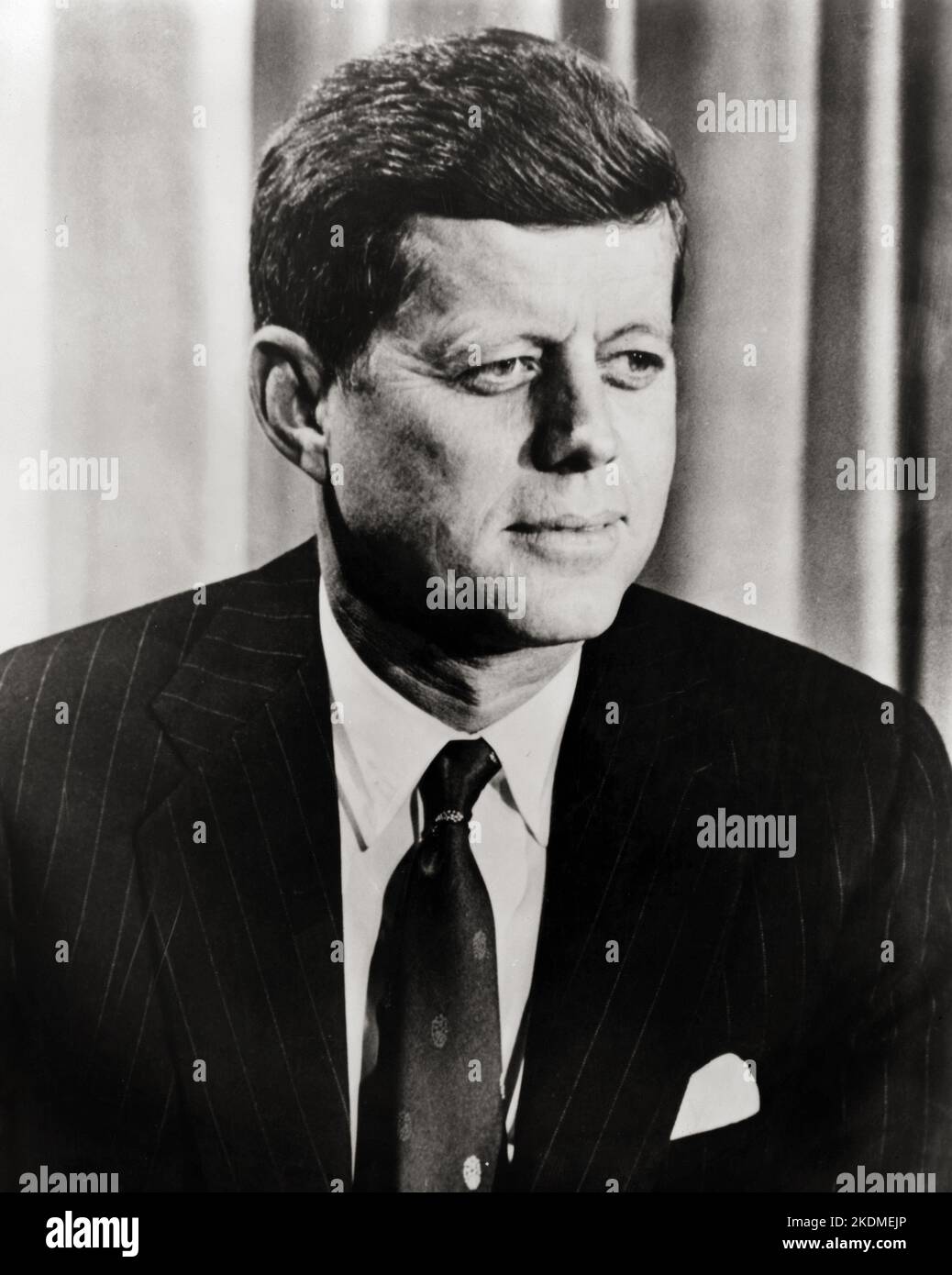 John F. Kennedy, head-and-shoulders portrait, facing right Stock Photo ...