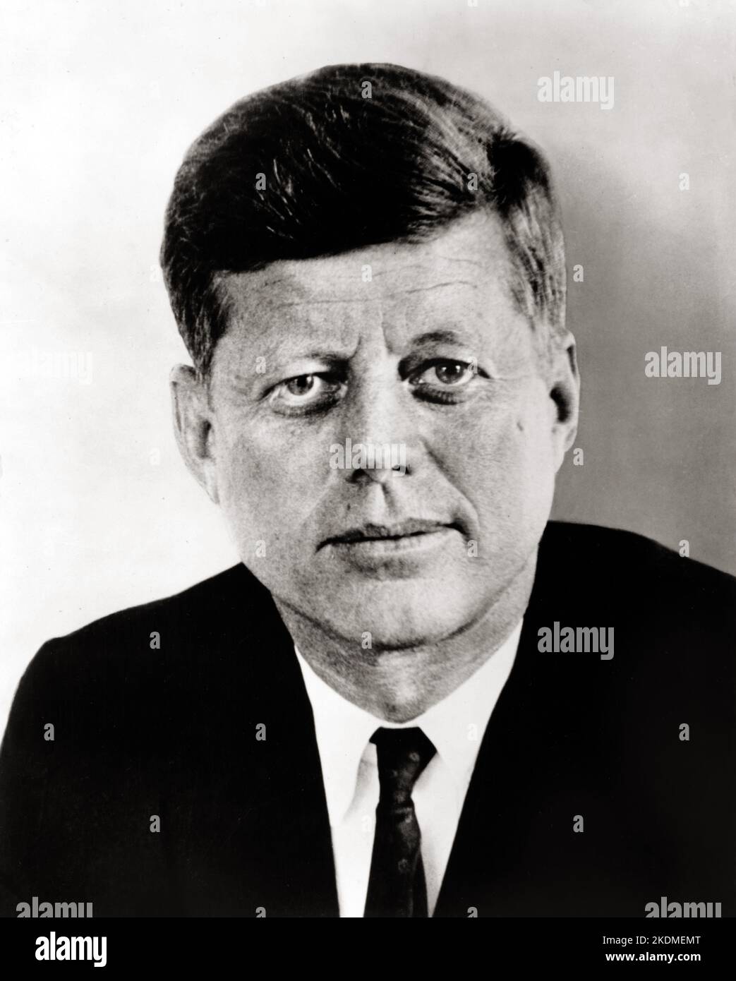 President John F. Kennedy, head-and-shoulders portrait, facing front ...