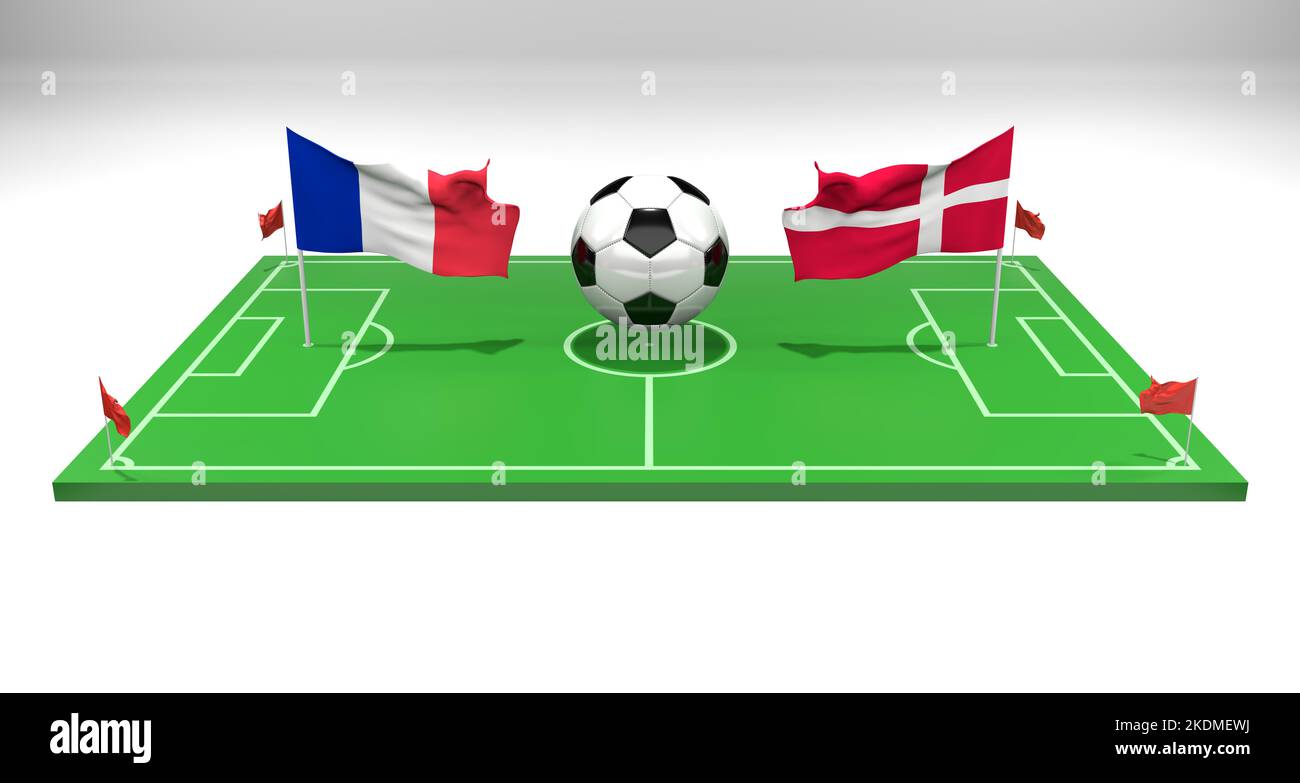 France vs Denmark soccer Match FIFA World Cup Qatar 2022, soccer field ...