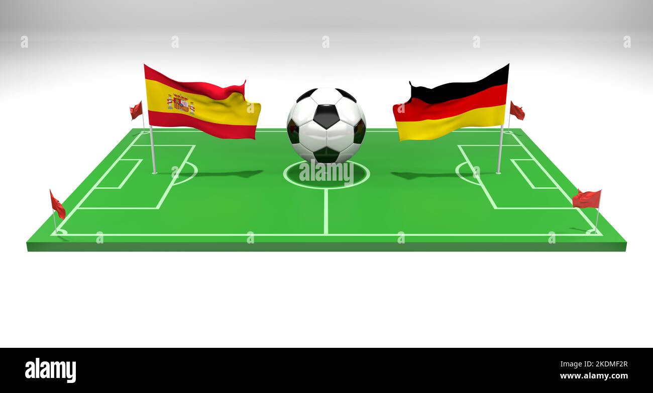 Spain vs Germany soccer Match FIFA World Cup Qatar 2022, soccer field ...