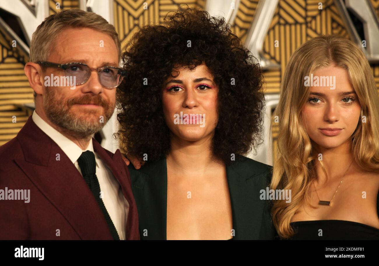 London, UK. Martin Freeman, Rachel Mariam and Grace Freeman at the ...