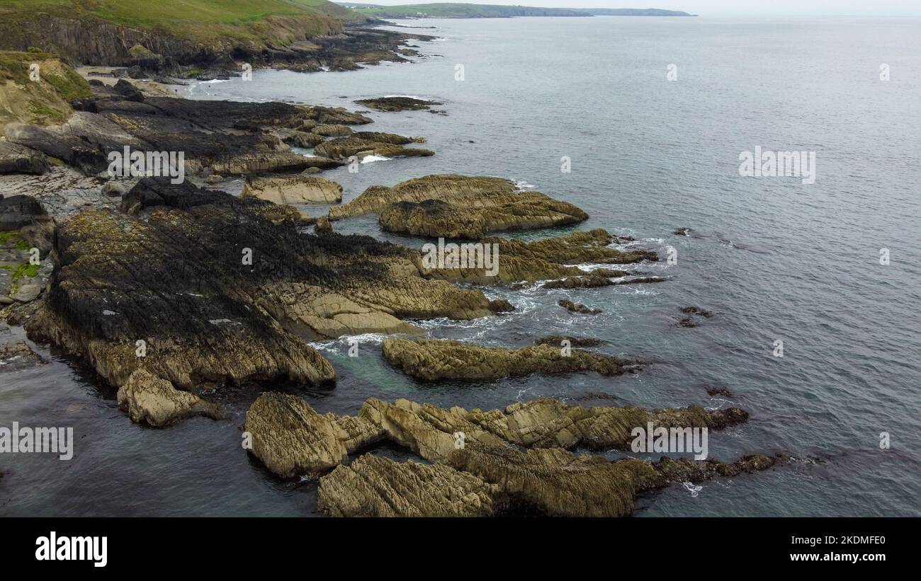 Rocks in seawater, top view. Seascape. Geological formations on the ...