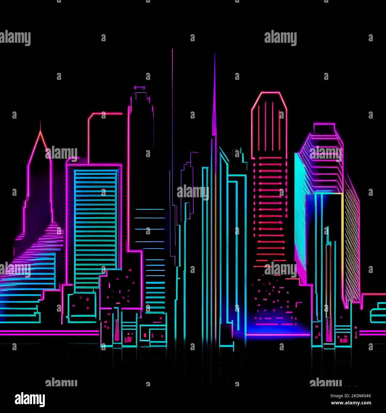 Neon glow city outline Stock Photo - Alamy