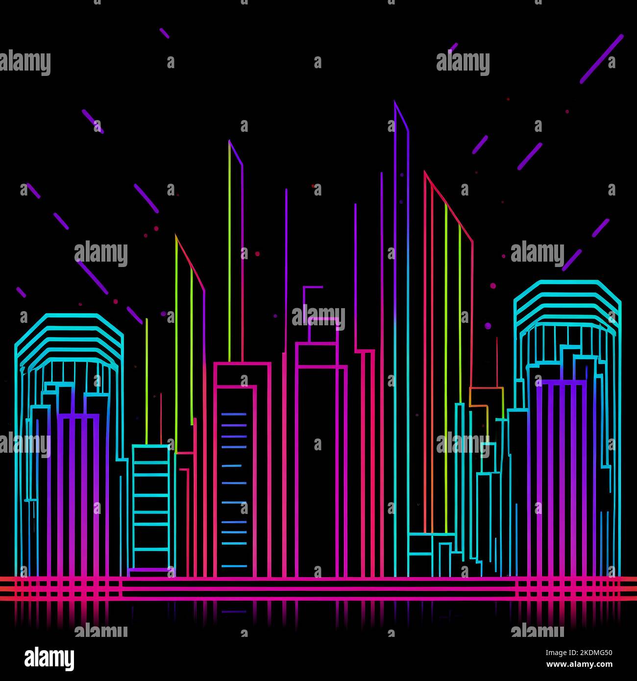 Neon glow city outline Stock Photo - Alamy