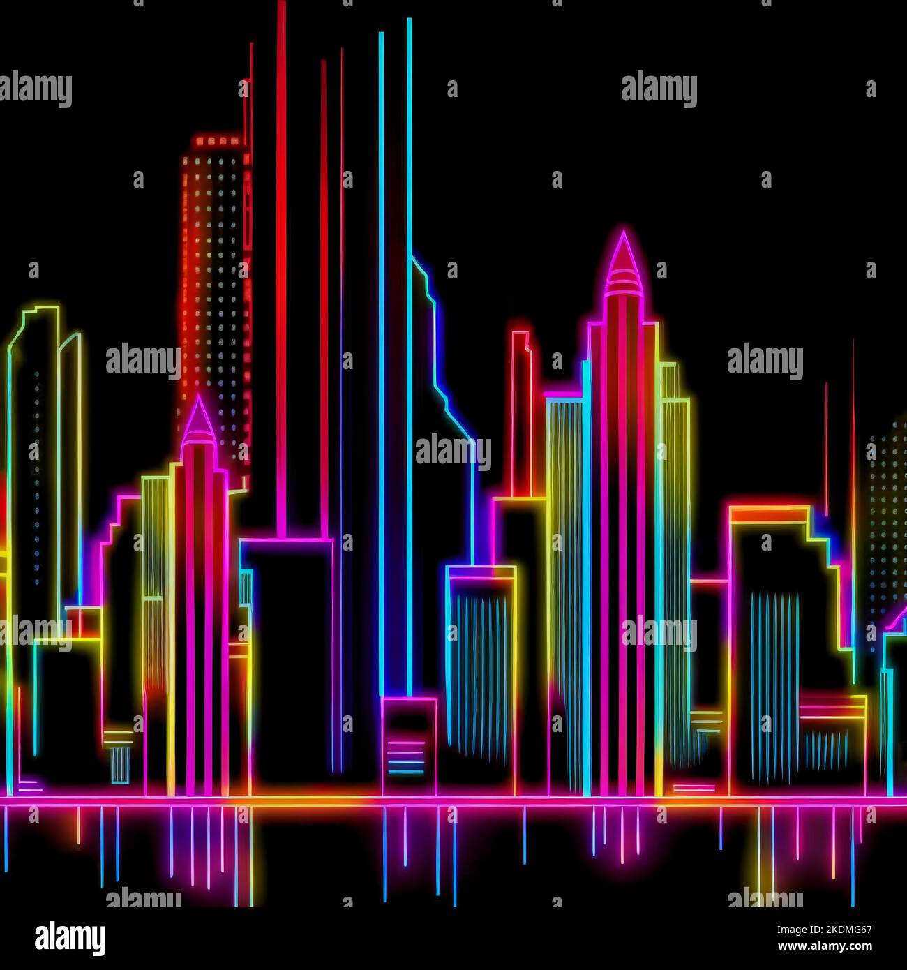 Neon glow city outline Stock Photo - Alamy