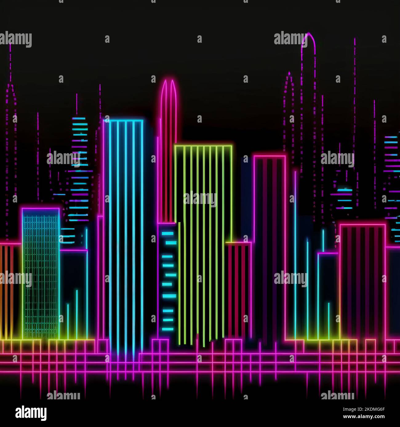 Neon glow city outline Stock Photo - Alamy
