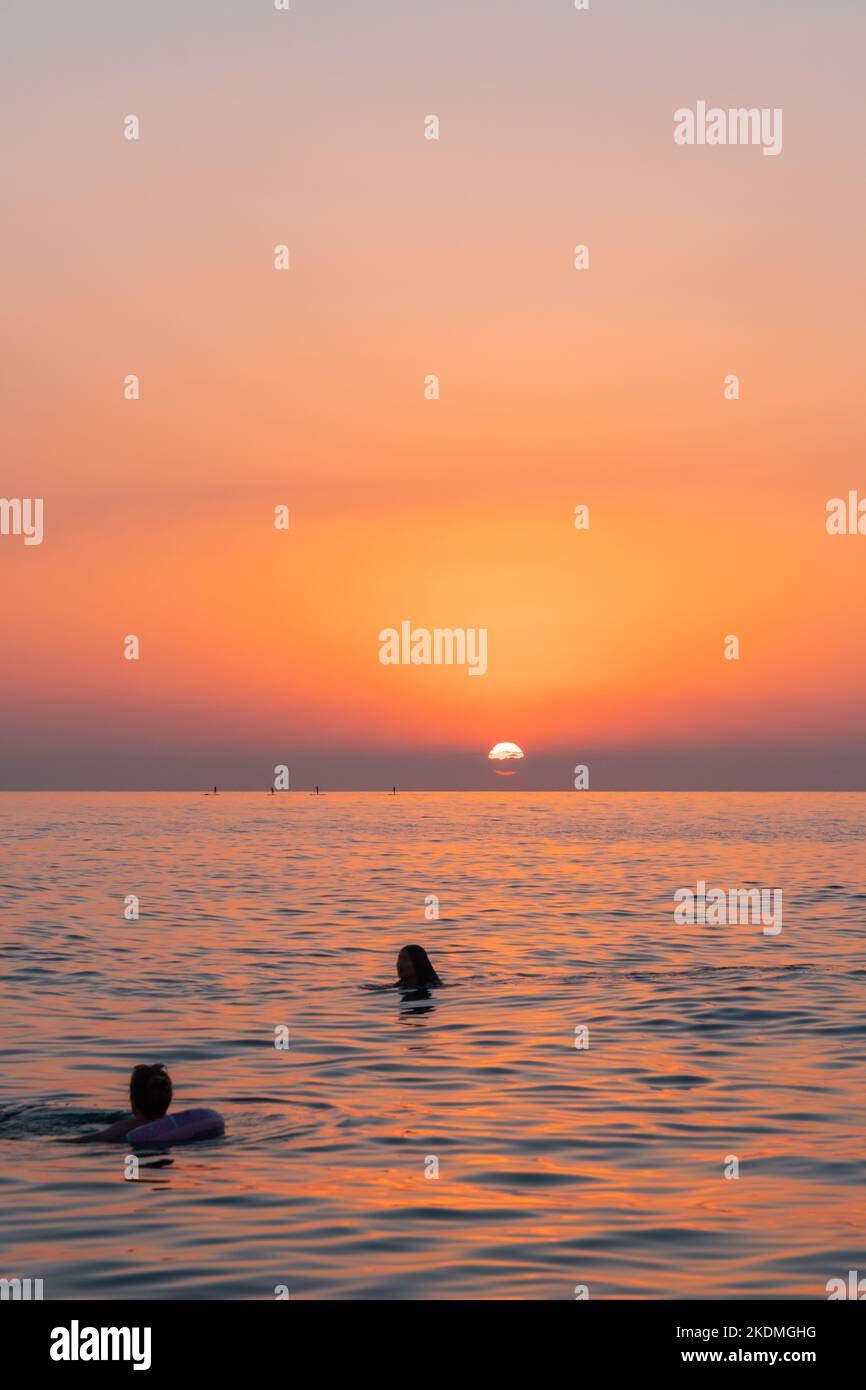 Purple sunset over the Black Sea, Batumi beach. Georgia Stock Photo - Alamy