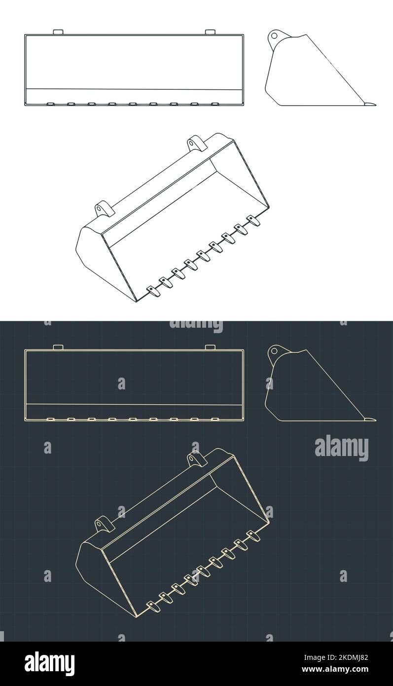 Stylized vector illustration of blueprints of loader Bucket Stock ... Stylized vector illustration of blueprints of loader Bucket Stock ...